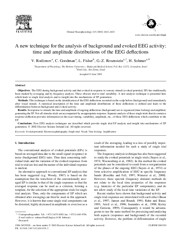 Pdf A New Technique For The Analysis Of Background And Evoked Eeg Activity Time And Amplitude