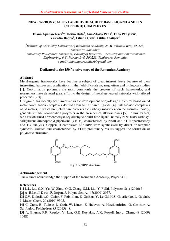 (PDF) New carboxysalicylaldehyde schiff base ligand and its copper(II) complexes