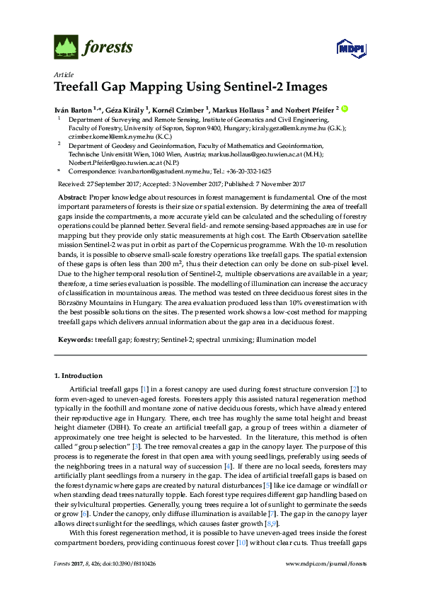 (PDF) Treefall Gap Mapping Using Sentinel-2 Images