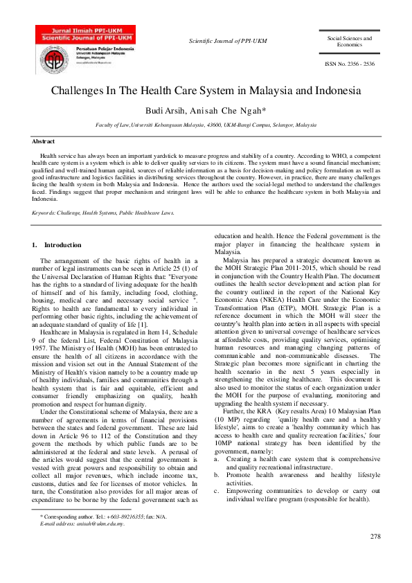 (PDF) Challenges In The Health Care System in Malaysia and Indonesia