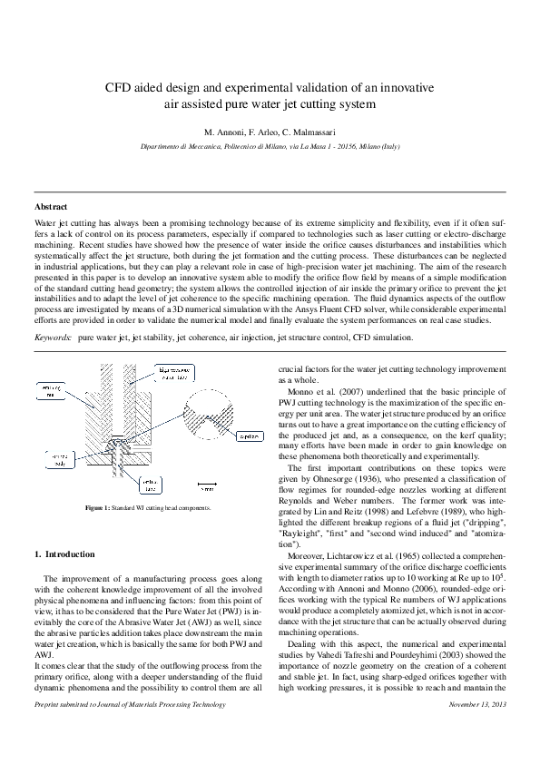 (PDF) CFD aided design and experimental validation of an innovative Air Assisted Pure Water Jet ...