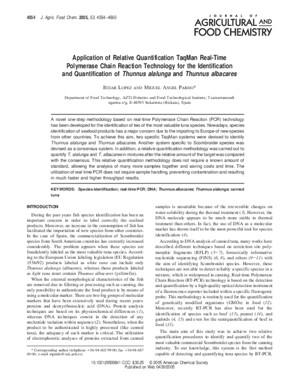 (PDF) Application of Relative Quantification TaqMan Real-Time Polymerase Chain Reaction ...