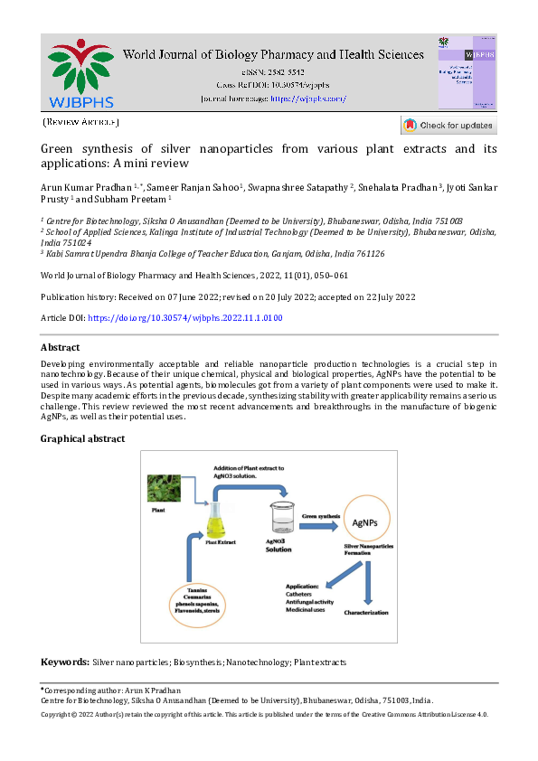 (PDF) Green synthesis of silver nanoparticles from various plant extracts and its applications ...