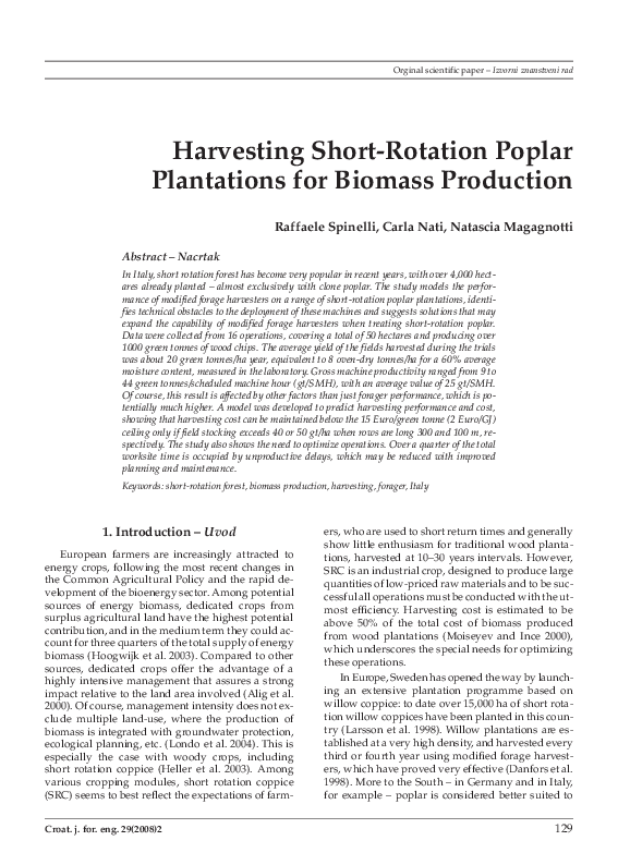 (PDF) Harvesting short-rotation poplar plantations for biomass production