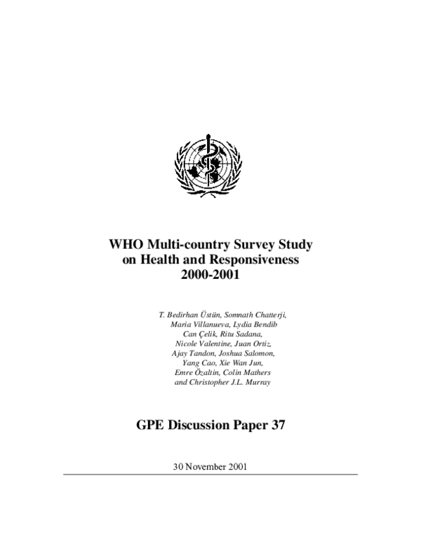 (PDF) WHO Multi-country survey study on Health and Responsiveness 2000-2001