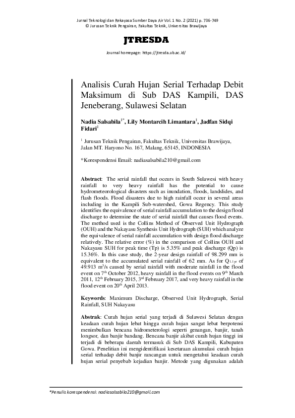 (PDF) Analisis Curah Hujan Serial Terhadap Debit Maksimum di Sub DAS ...