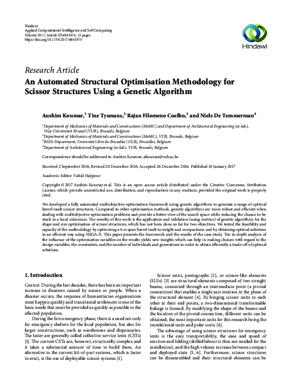 (PDF) An Automated Structural Optimisation Methodology for Scissor Structures Using a Genetic ...