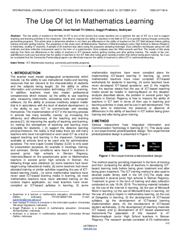 (PDF) The Use Of Ict In Mathematics Learning
