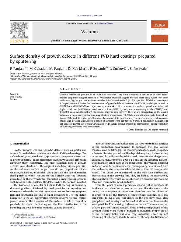 (PDF) Surface density of growth defects in different PVD hard coatings ...