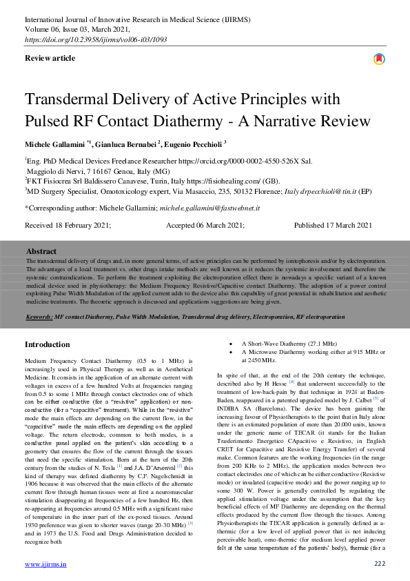 (PDF) Transdermal Delivery of Active Principles with Pulsed RF Contact ...