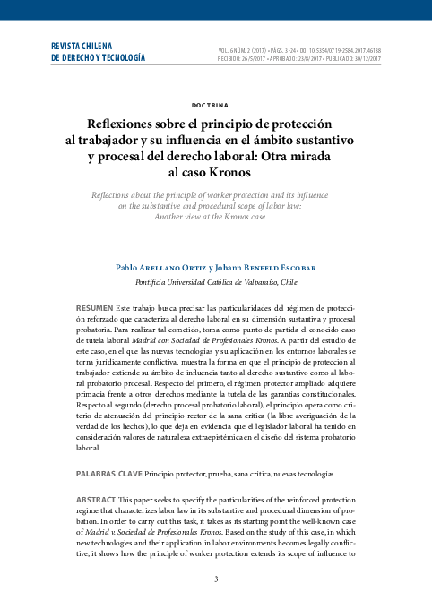 (PDF) Reflexiones sobre el principio de protección al trabajador y su influencia en el ámbito ...