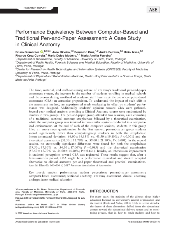 (PDF) Performance equivalency between computer-based and traditional ...