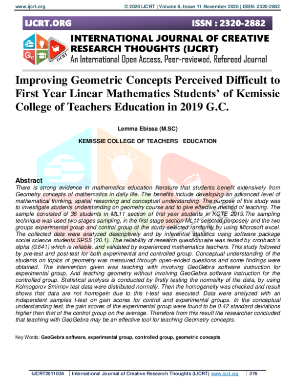 (PDF) Improving Geometric Concepts Perceived Difficult to First Year ...