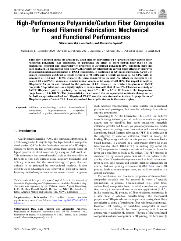 (PDF) High-Performance Polyamide/Carbon Fiber Composites for Fused ...