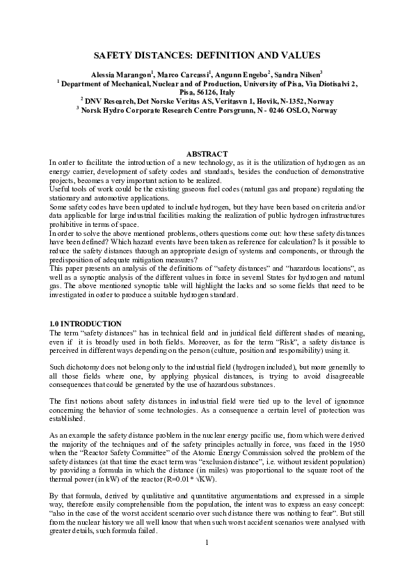 (PDF) Safety distances: Definition and values