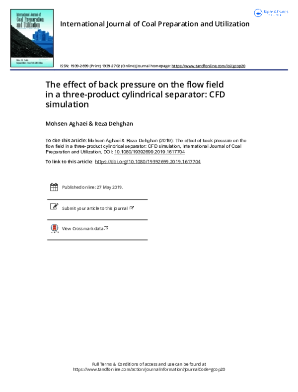 (PDF) The effect of back pressure on the flow field in a three-product cylindrical separator ...