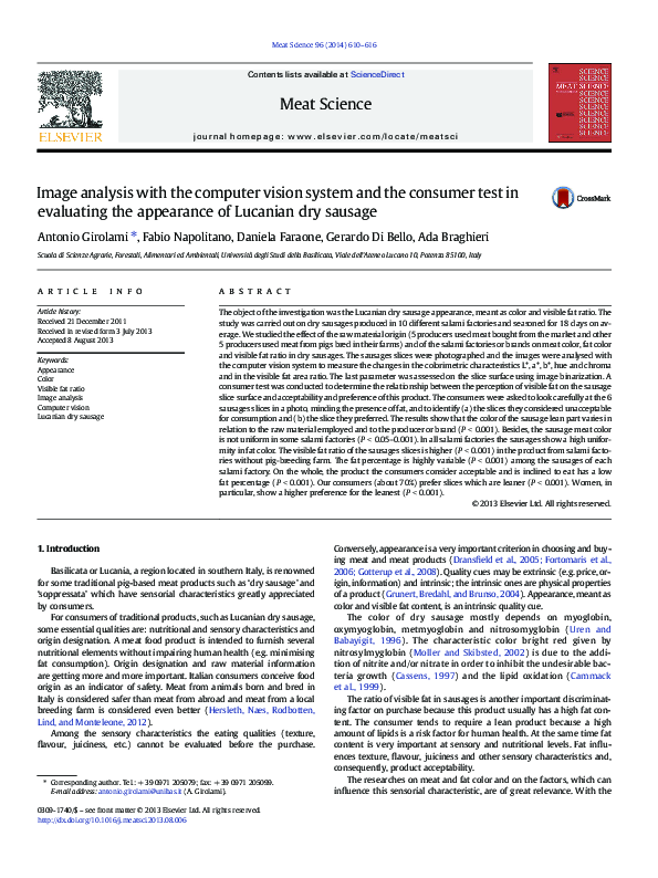 (PDF) Image analysis with the computer vision system and the consumer ...