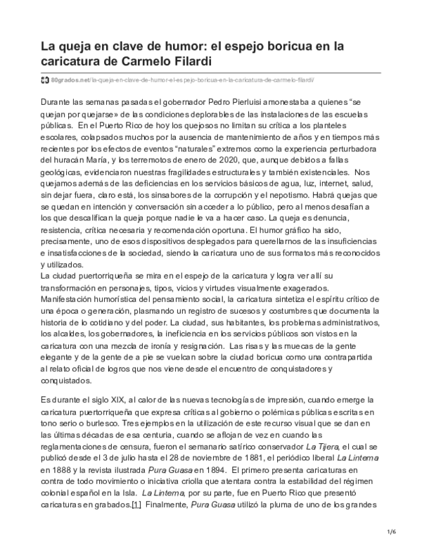 (PDF) La queja en clave de humor el espejo boricua en la caricatura de ...