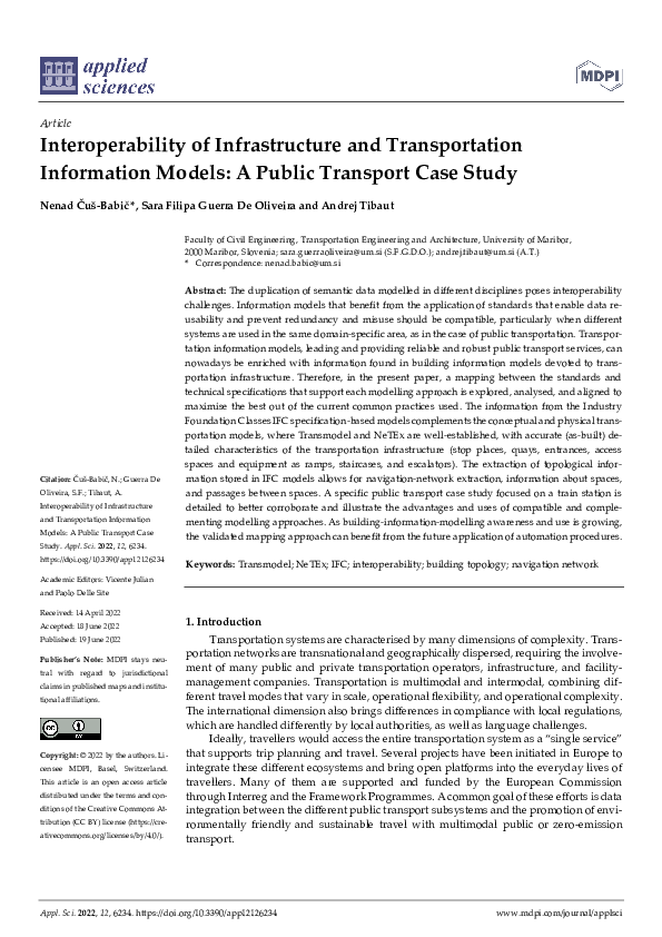 (PDF) Interoperability of Infrastructure and Transportation Information Models: A Public ...