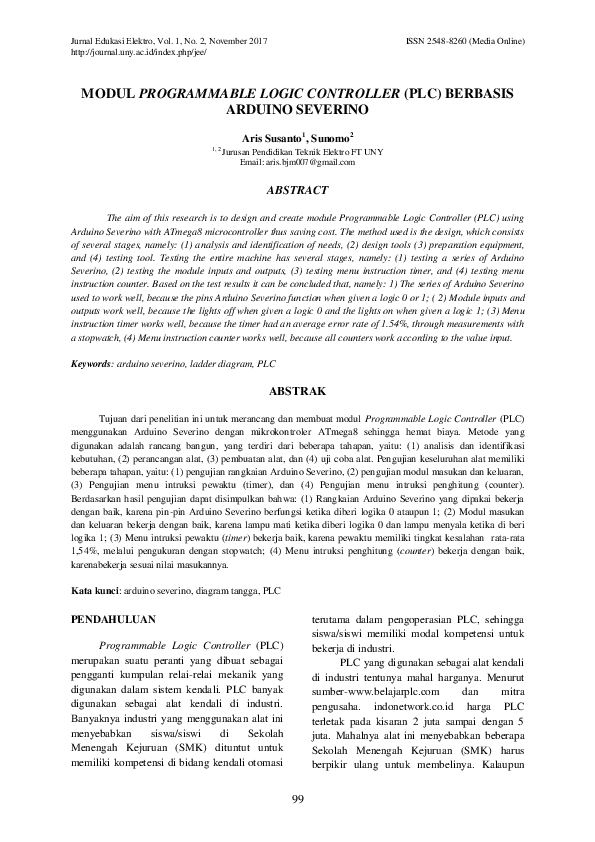 Pdf Modul Programmable Logic Controller Plc Berbasis Arduino Severino 6560