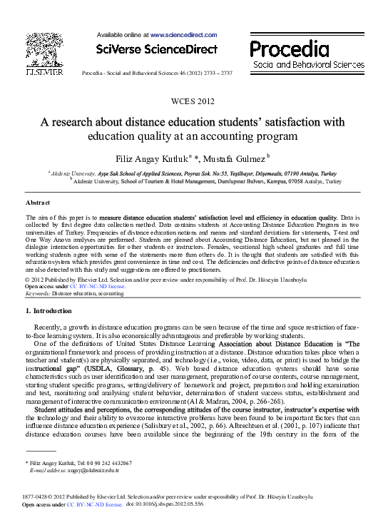 (PDF) A Research about Distance Education Students' Satisfaction with ...