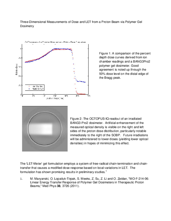 (PDF) SU-E-T-103: Three-Dimensional Measurements of Dose and LET from a ...