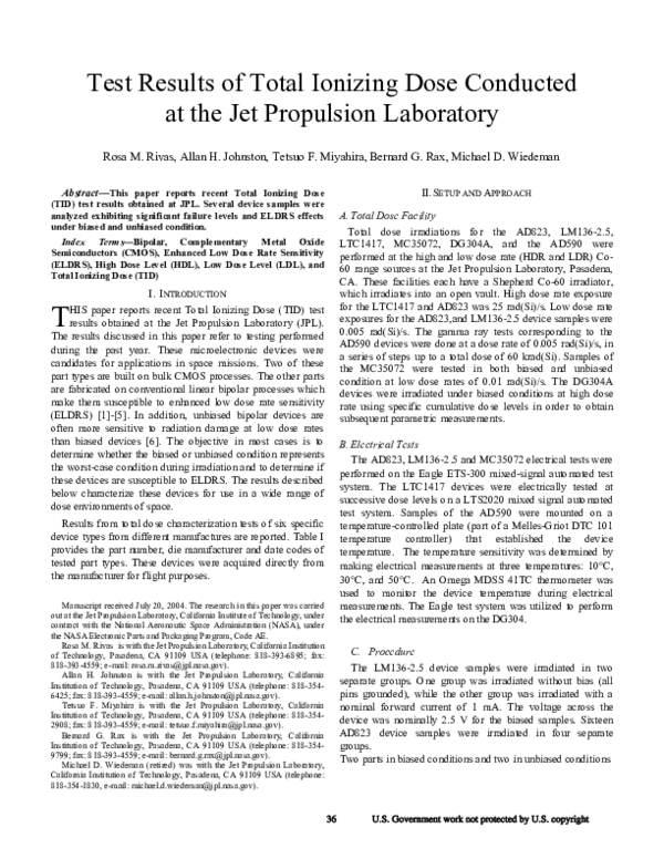 (PDF) Test results of total ionizing dose conducted at the Jet ...