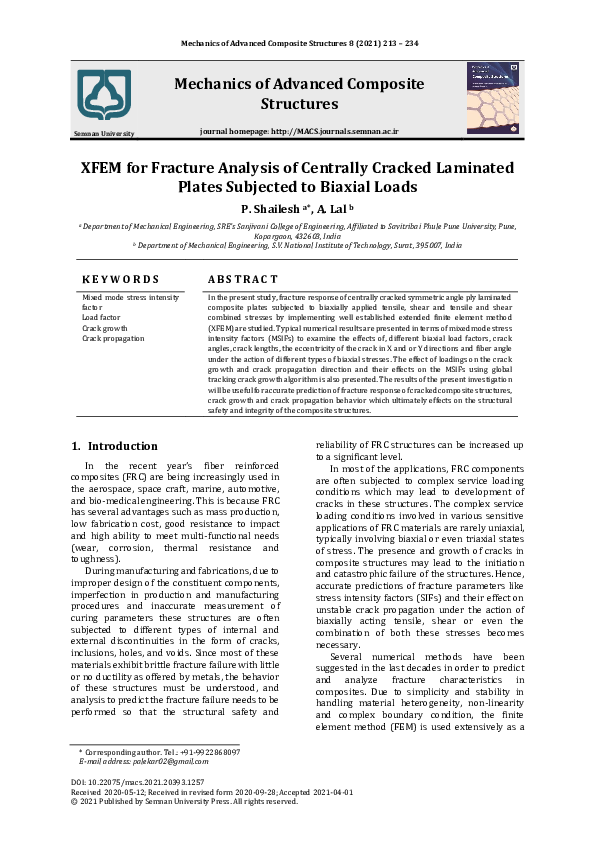 (PDF) XFEM for Fracture Analysis of Centrally Cracked Laminated Plates ...