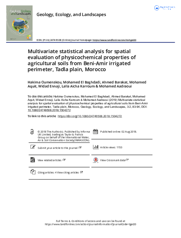 (PDF) Multivariate statistical analysis for spatial evaluation of physicochemical properties of ...