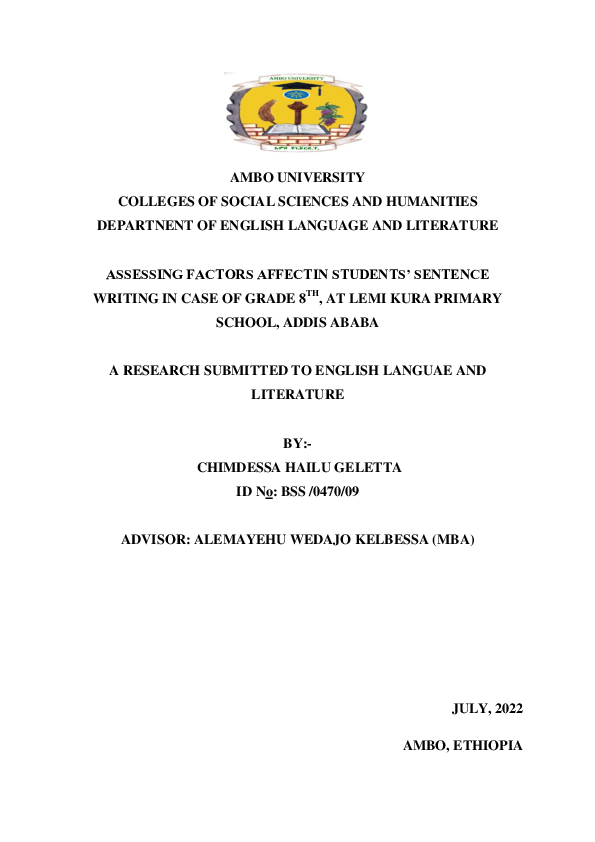 (PDF) AMBO UNIVERSITY COLLEGES OF SOCIAL SCIENCES AND HUMANITIES ...