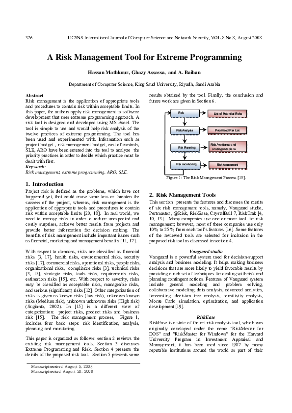 (PDF) A Risk Management Tool for Extreme Programming