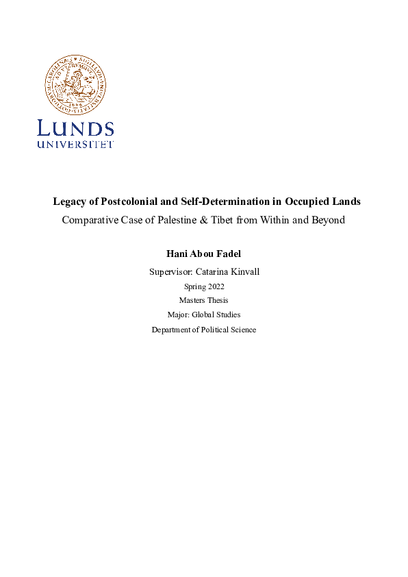 (PDF) Legacy of Postcolonial and Self-Determination in Occupied Lands ...