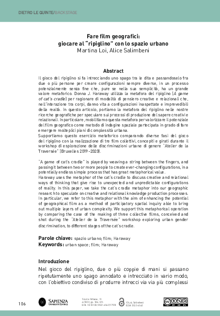 (PDF) Fare film geografici: giocare al "ripiglino" con lo spazio urbano