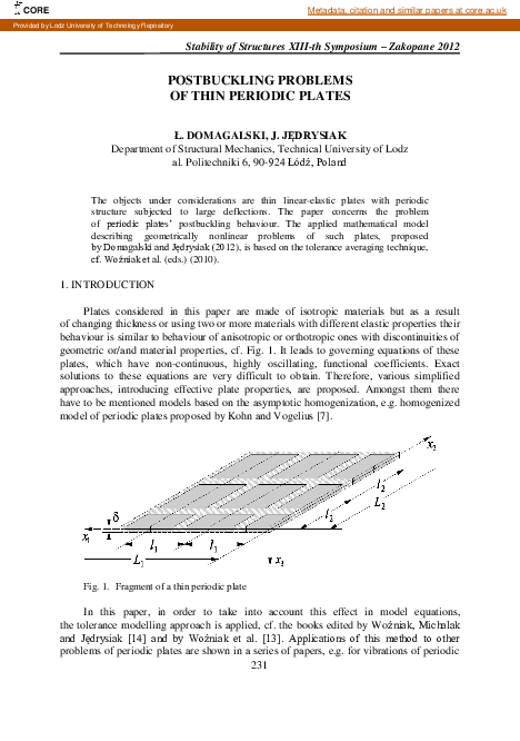 (PDF) Postbuckling Problems of Thin Periodic Plates