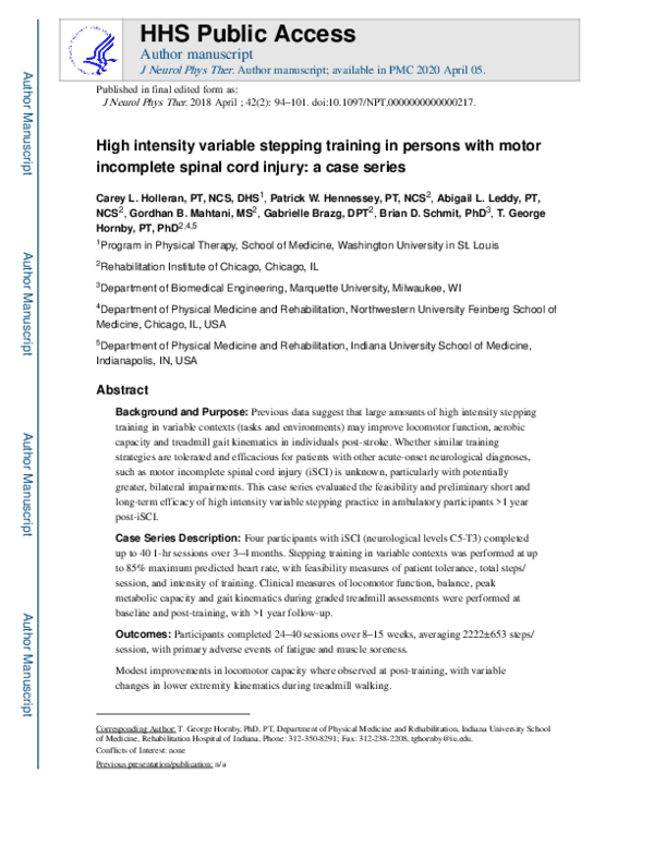 (PDF) High-Intensity Variable Stepping Training in Patients With Motor ...