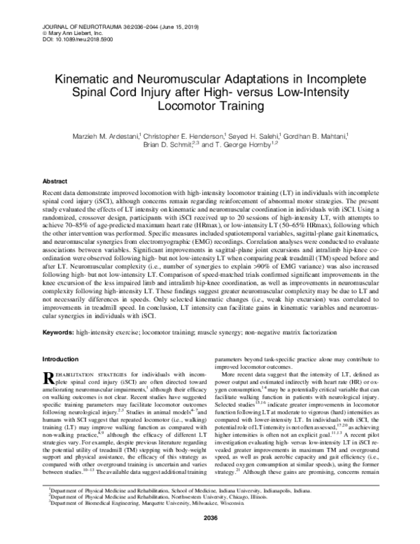 (PDF) Kinematic and Neuromuscular Adaptations in Incomplete Spinal Cord ...