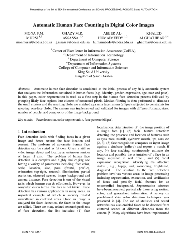 (PDF) Automatic human face counting in digital color images | Ghazy ...