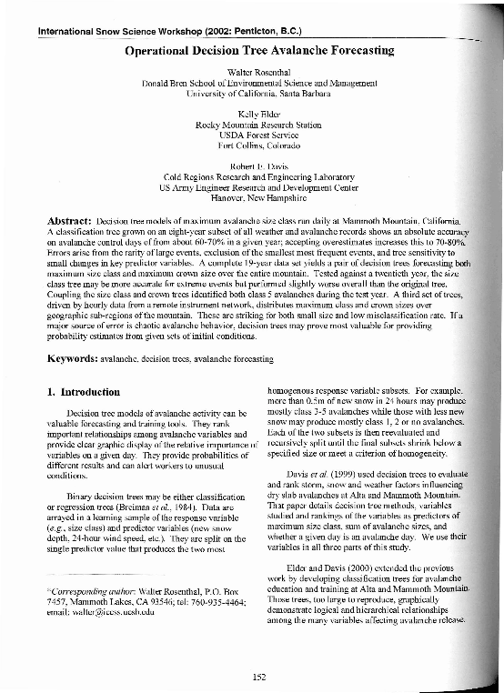 (PDF) Operational Decision Tree Avalanche Forecasting