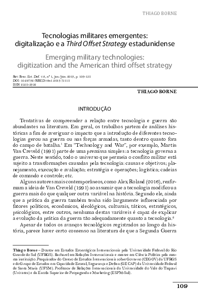 (PDF) Tecnologias Militares Emergentes: Digitalização e a Third Offset ...