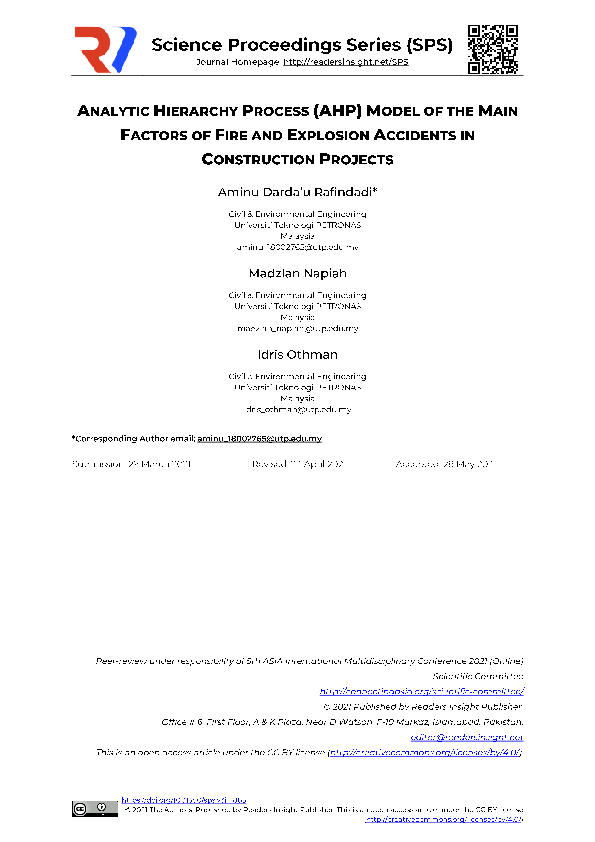 (PDF) Analytic Hierarchy Process (AHP) Model of the Main Factors of Fire and Explosion Accidents ...