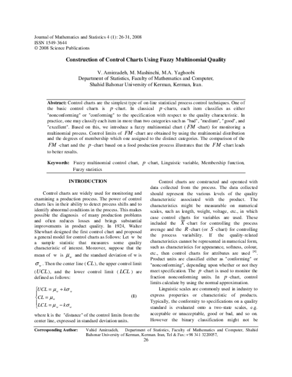 (PDF) Construction of Control Charts Using Fuzzy Multinomial Quality