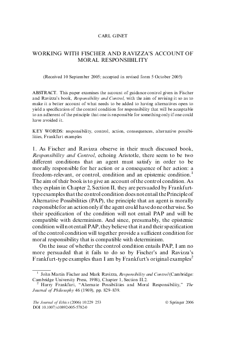 (PDF) Working with Fischer and Ravizza’s Account of Moral Responsibility