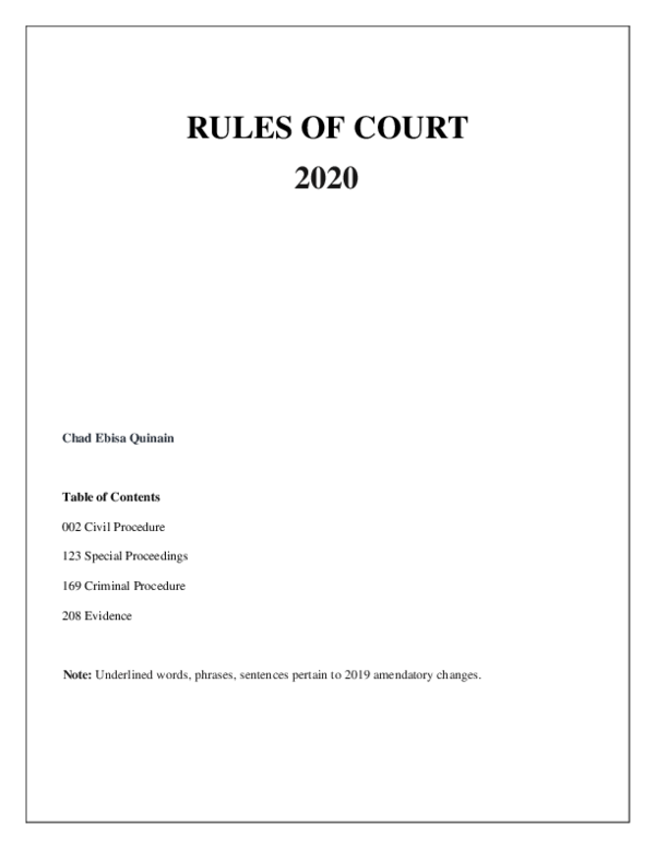 (PDF) RULES OF COURT 2020, as amended (in 2019)