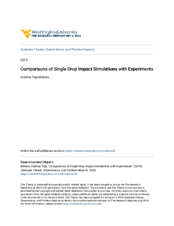 (PDF) Comparisons of Single Drop Impact Simulations with Experiments