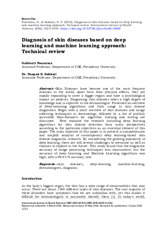 Pdf Diagnosis Of Skin Diseases Based On Deep Learning And Machine Learning Approach