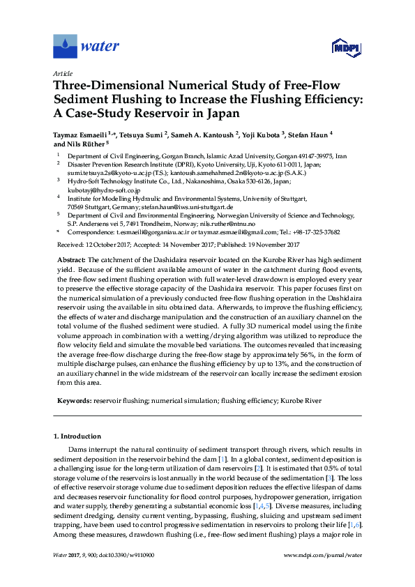 (PDF) Three-Dimensional Numerical Study of Free-Flow Sediment Flushing to Increase the Flushing ...