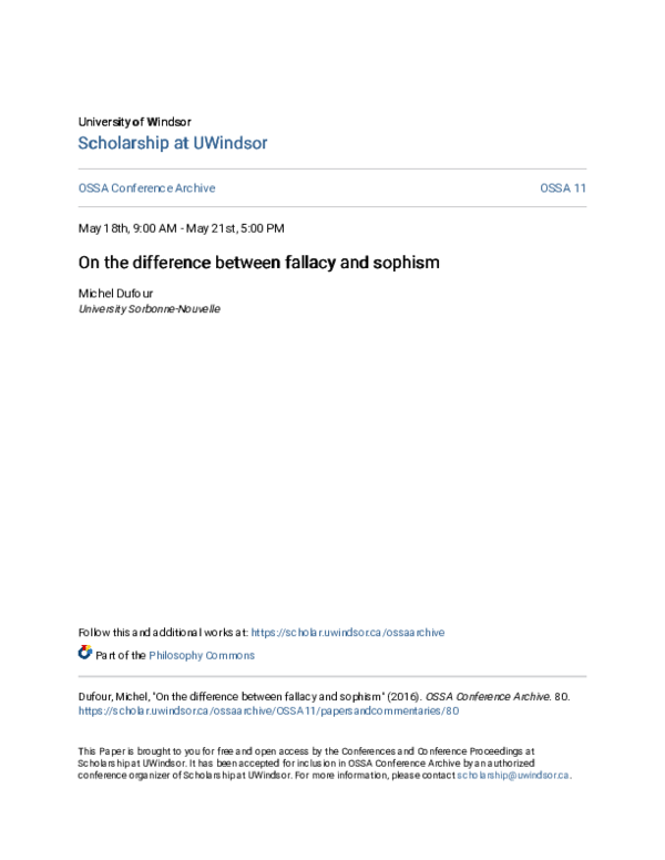 (PDF) On the difference between fallacy and sophism