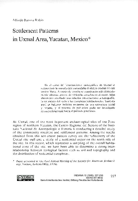 (PDF) Settlement Patterns in Uxmal Area, Yucatan, Mexico