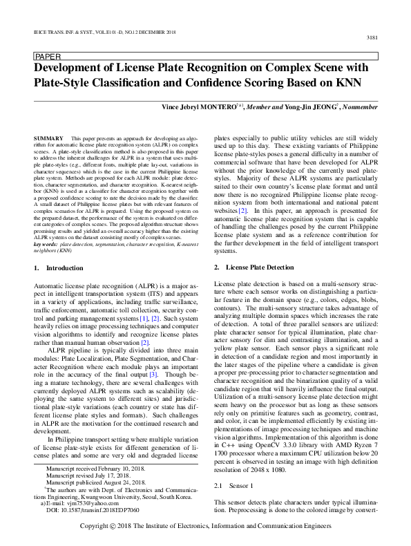 (PDF) Development of License Plate Recognition on Complex Scene with ...