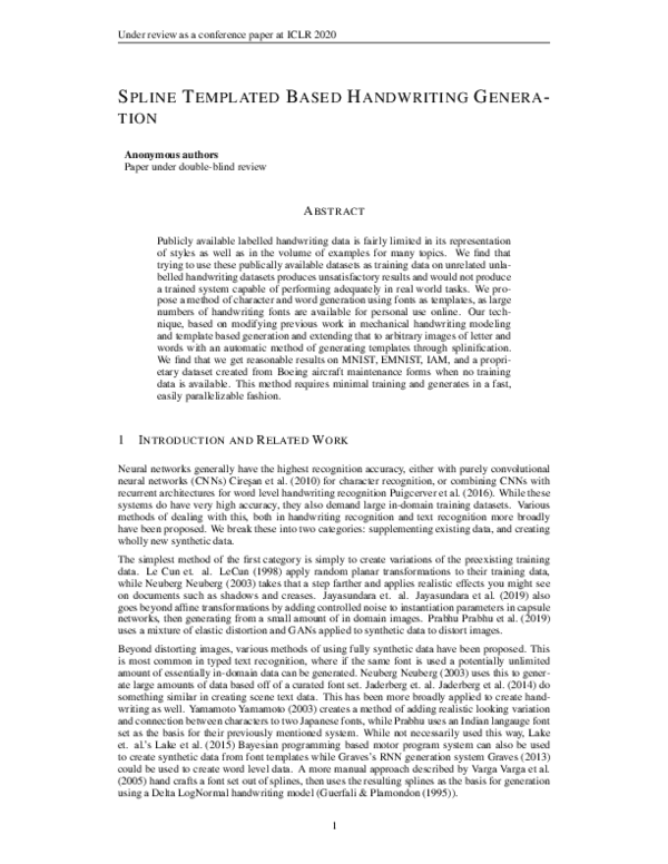 (PDF) Spline Templated Based Handwriting Generation